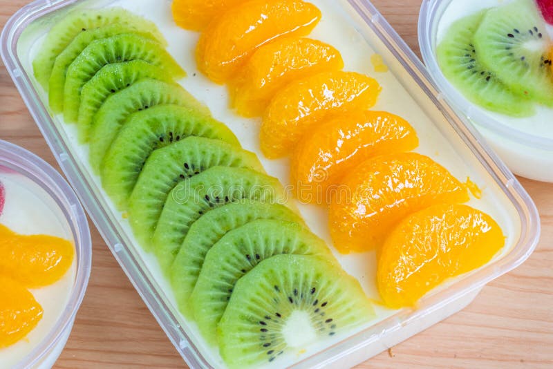 Fruity Milk Pudding, Sweet Vanilla Silk Pudding Dessert with Fruit ...