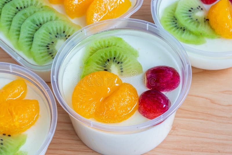 Fruity Milk Pudding, Sweet Vanilla Silk Pudding Dessert with Fruit ...