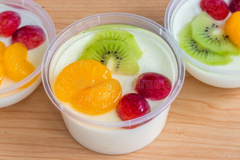 Fruity Milk Pudding, Sweet Vanilla Silk Pudding Dessert with Fruit ...