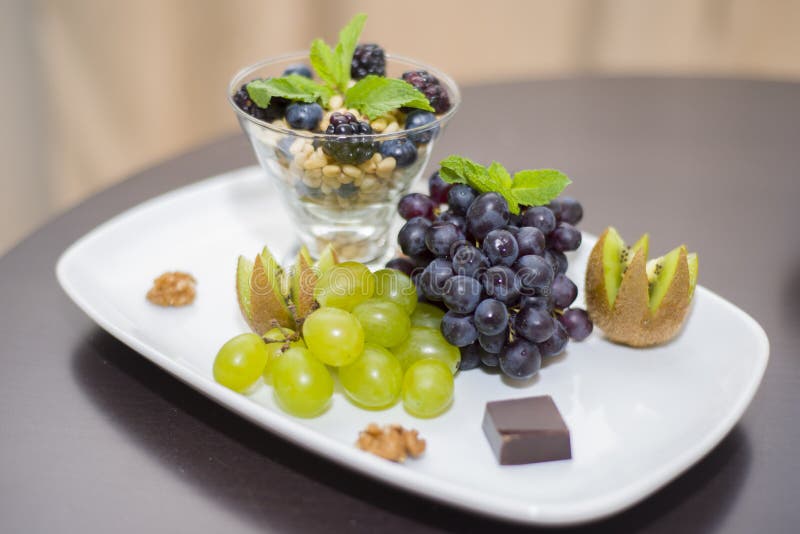 Fruity, Nutty Breakfast in a Five Star Hotel Room. Stock Photo - Image ...