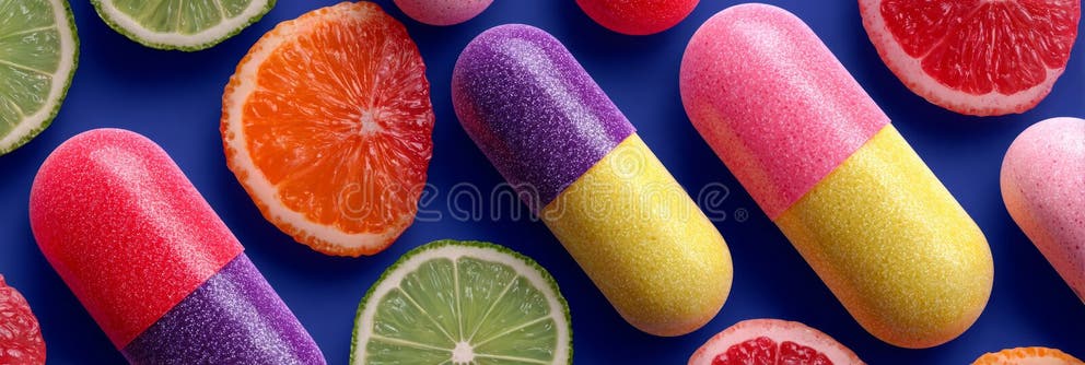 Fruity Vitamin Capsules with Citrus Stock Photo - Image of vitamin ...