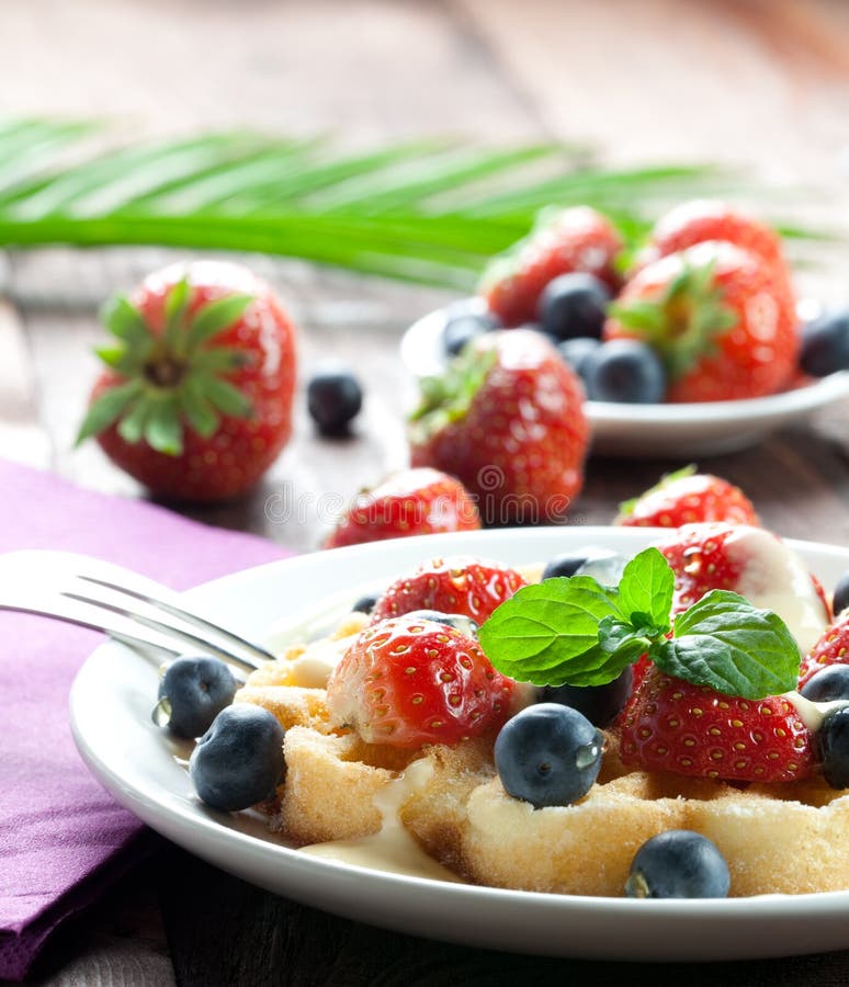 Fruity waffle stock photo. Image of berry, wafer, dessert - 17123638