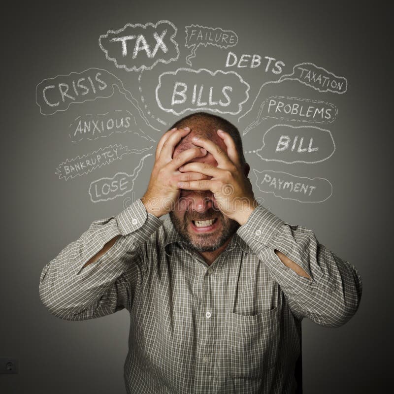 Frustrado Muchos Problemas Hombre En Pensamientos Imagen de archivo ...