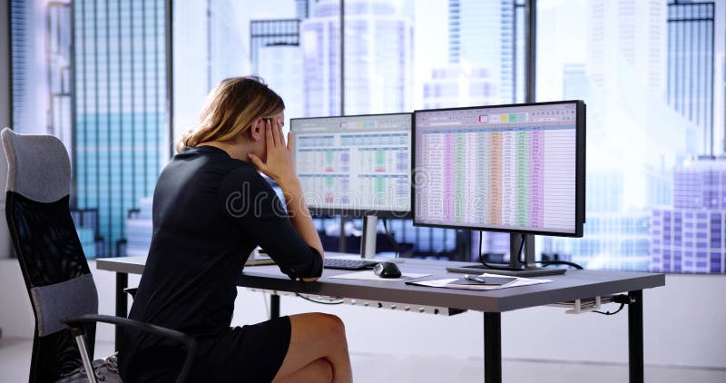 Frustrated Analyst with Spreadsheet Data Stock Image - Image of stress ...