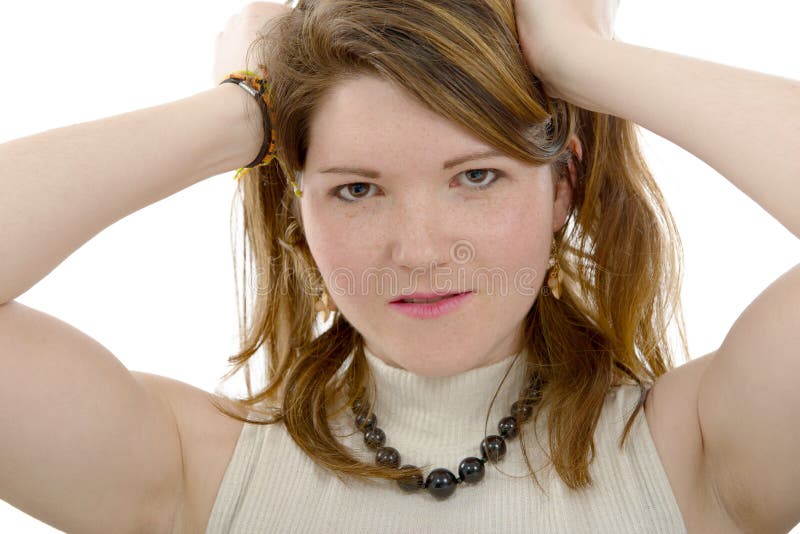 Frustrated and Angry Woman with Hands on Her Head Stock Image - Image ...