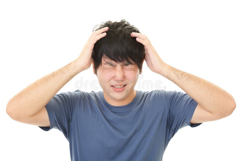 Frustrated Asian man stock photo. Image of distress - 110462276