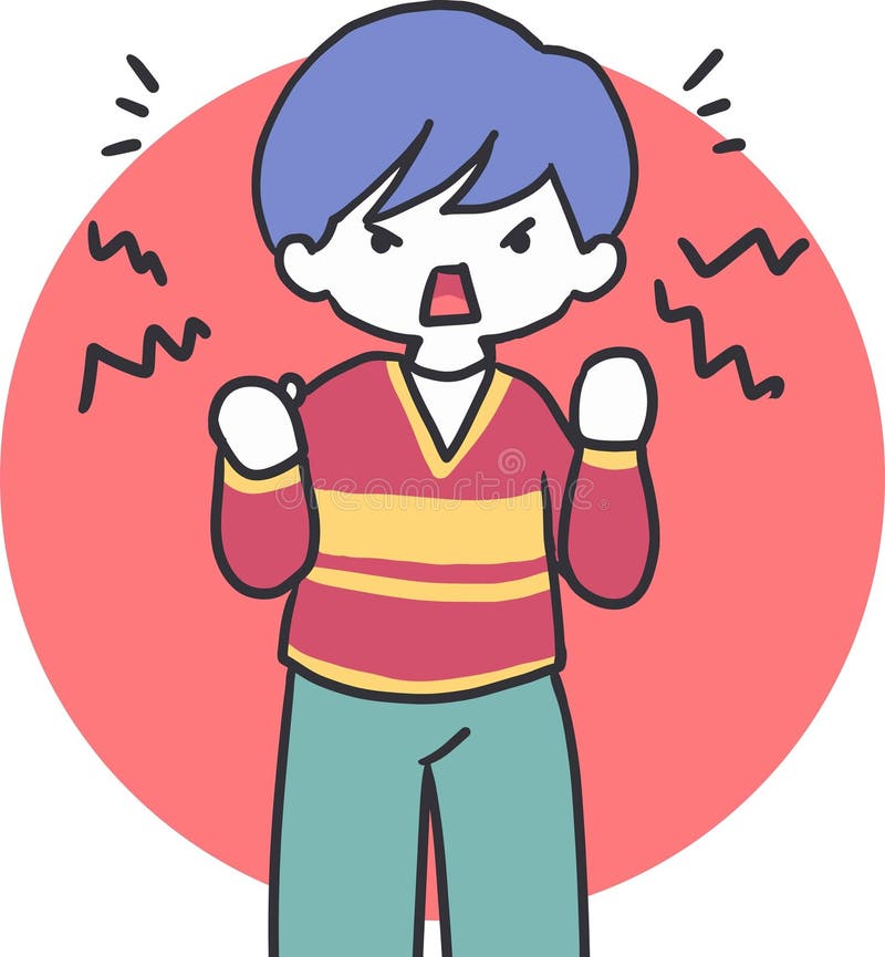 Frustrated Boy Expressing Anger Vector Illustration Stock Vector ...