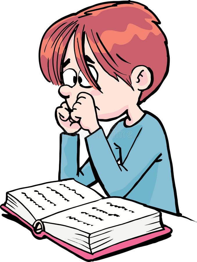 Frustrated boy studies stock illustration. Illustration of elementary ...