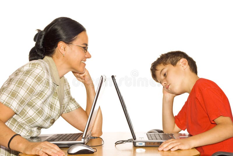 Busy parents stock photo. Image of isolated, computer - 14509282