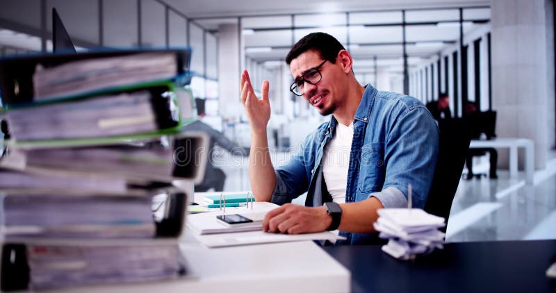 Frustrated Business Man Accountant with Headache Stock Photo - Image of ...