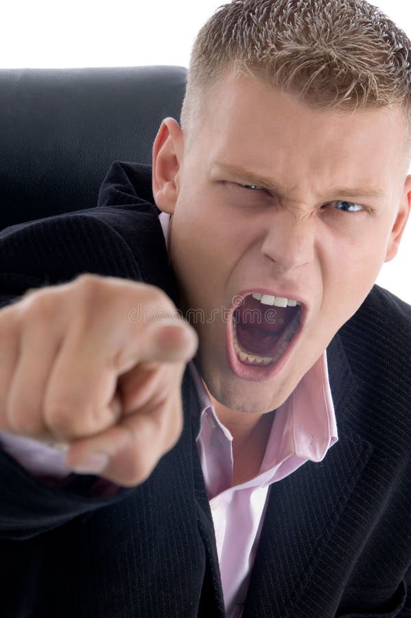 Frustrated Businessman Shouting and Pointing Stock Image - Image of ...