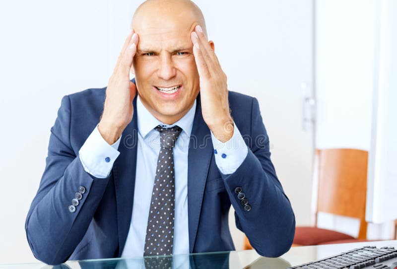 Frustrated Business Man Working at Office Interior Stock Photo - Image ...