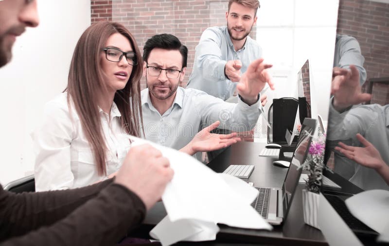 Frustrated Business Team Discussing Financial Problems Stock Photo ...