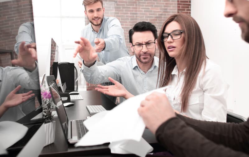 Frustrated Business Team Discussing Financial Problems Stock Photo ...