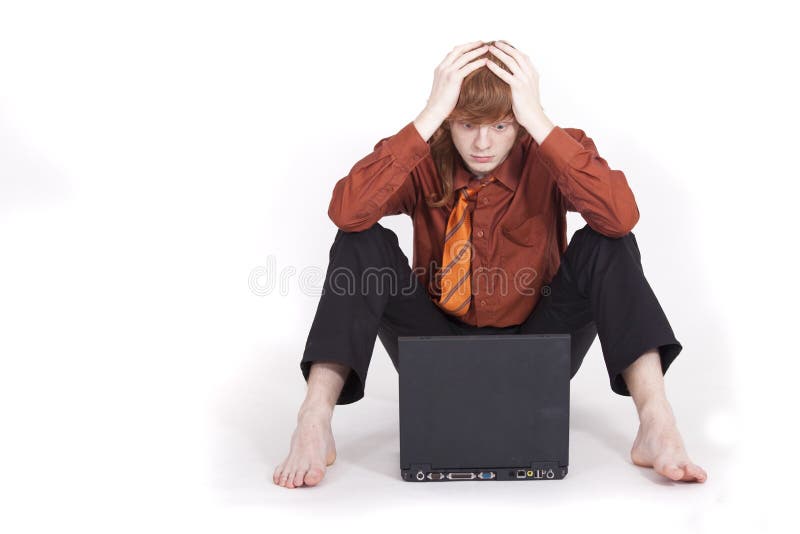 Frustrated Businessman with Laptop Stock Photo - Image of frustrated ...