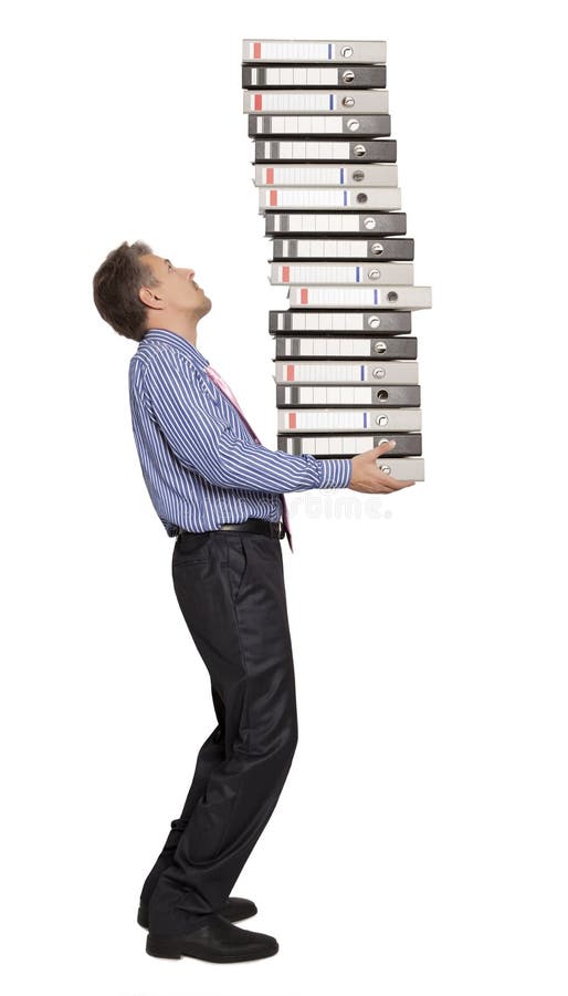 Frustrated Businessman and File Folders Stock Image - Image of ...