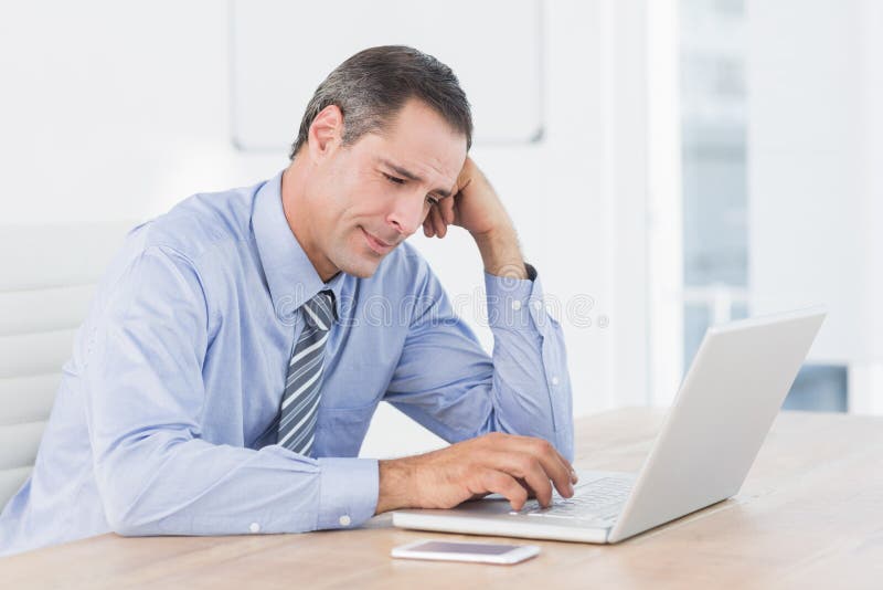 Frustrated Businessman Working with His Computer Stock Photo - Image of ...