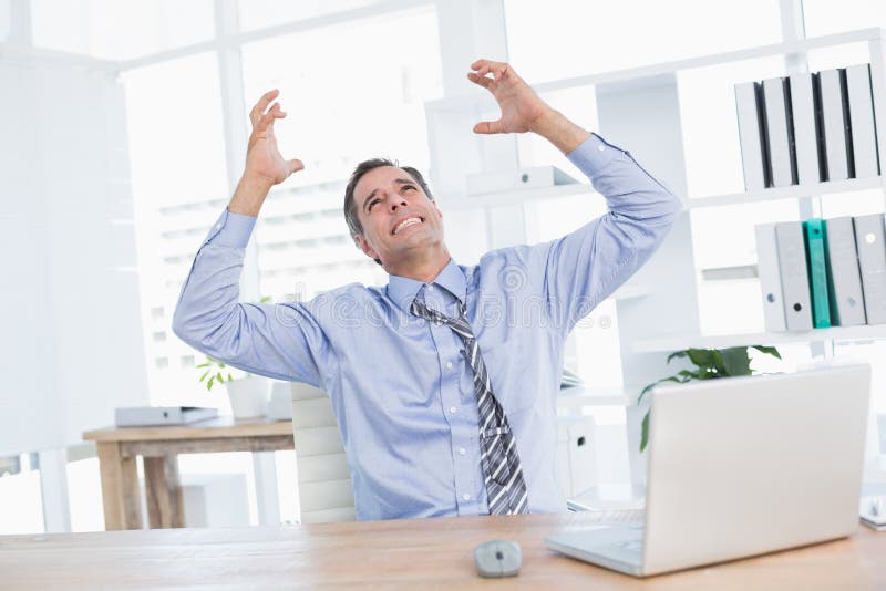 Frustrated Businessman Working in His Office Stock Image - Image of ...