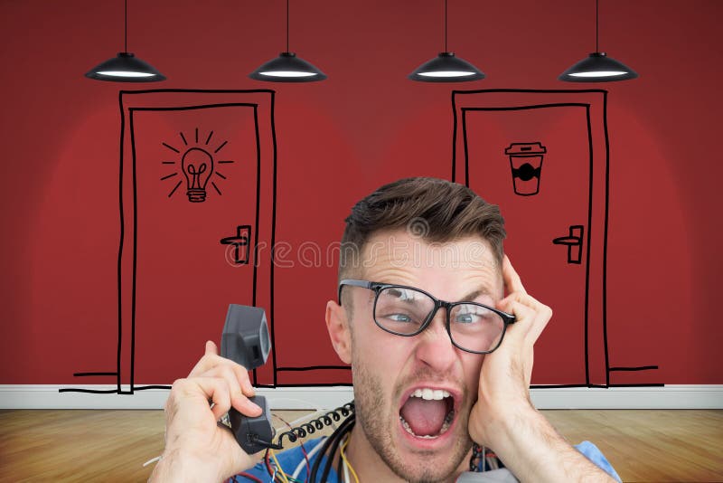 Frustrated Computer Engineer Screaming while on Call in Front of Open ...