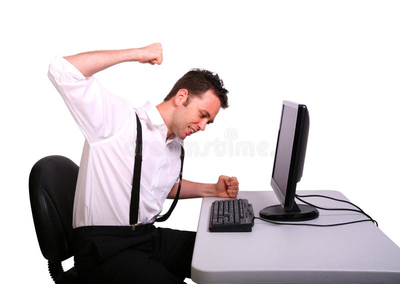 Frustrated Computer Operator Stock Image - Image of isolated, person ...