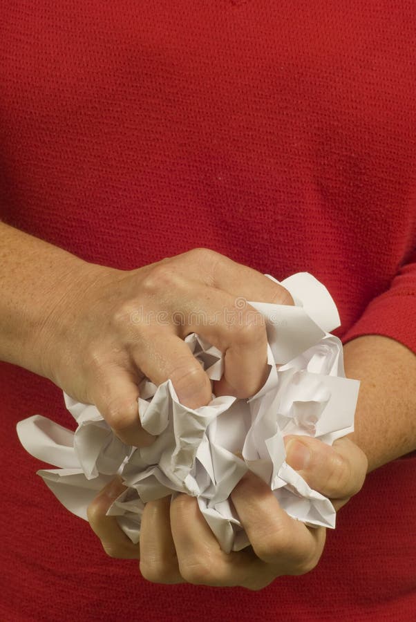 Frustrated Crumpling of Paper Stock Photo - Image of breakdown, garbage ...