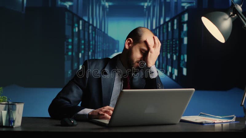 Stressed Server Hub Admin Worried by Malfunctioning Data Analytics AI ...