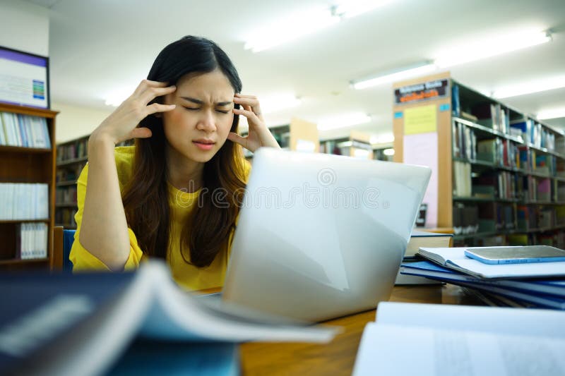 Frustrated Female College Student Having Serious Computer Problem or ...