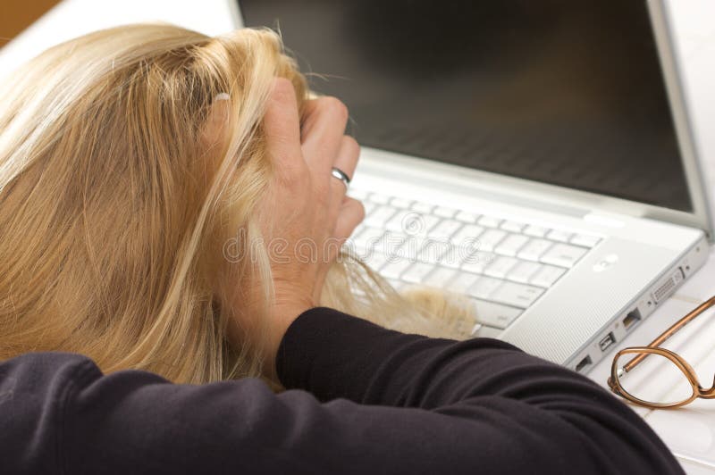 Frustrated Female Using Laptop Stock Photo - Image of business, design ...