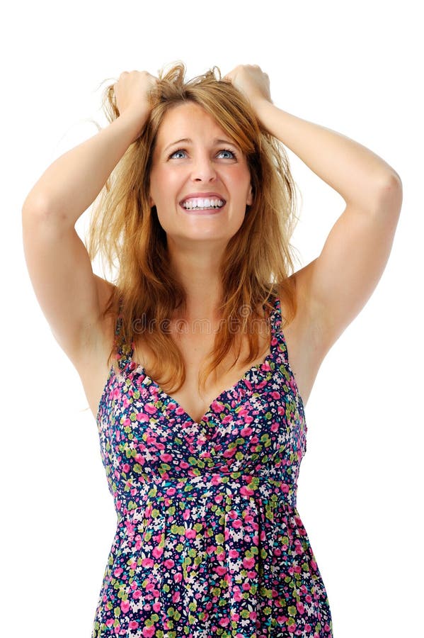 Frustrated ginger woman stock image. Image of arms, casual - 22775579