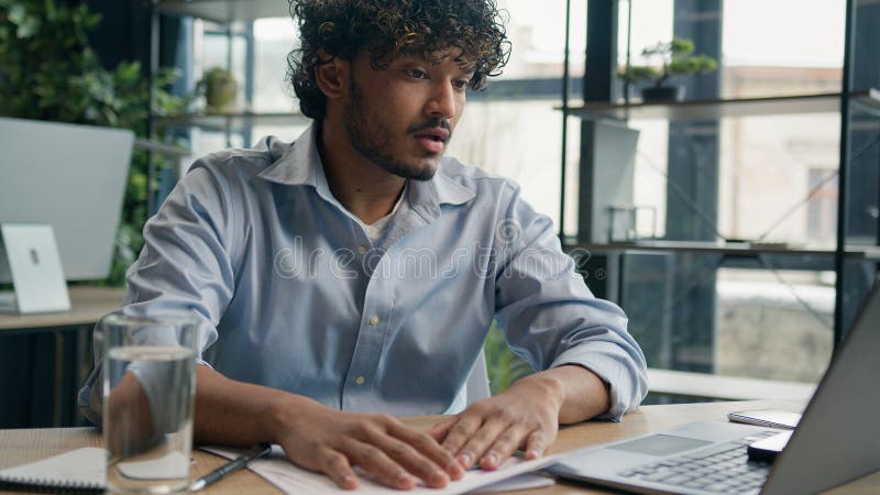 Frustrated Indian Business Man Arabian Businessman at Office Desk ...