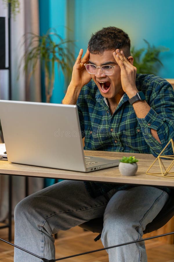 Frustrated Business Man Having Software Problems with Laptop Error or ...