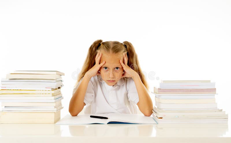 Stressed School Girl Feeling Frustrated and Unable To Concentrate in ...