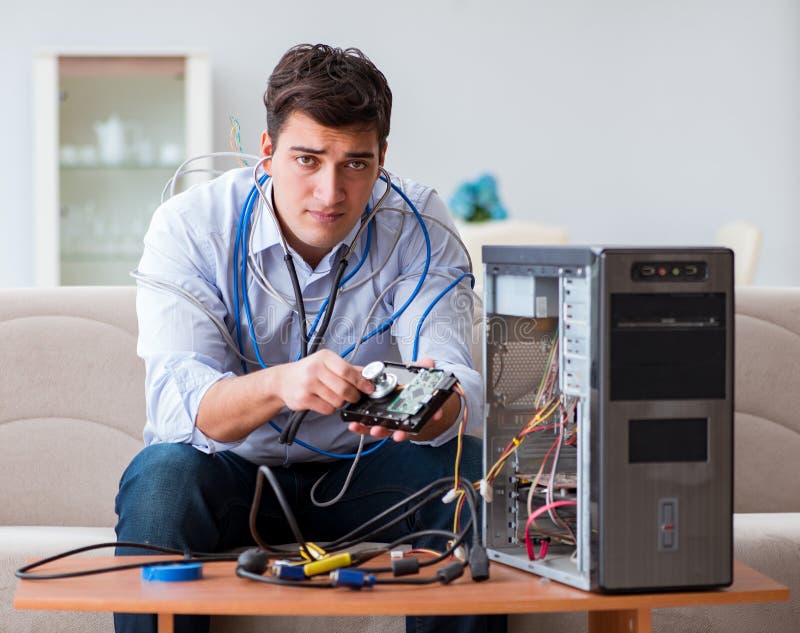 Frustrated Man with Broken Pc Computer Stock Image - Image of broken ...