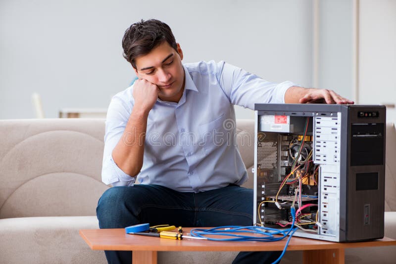 The Frustrated Man with Broken Pc Computer Stock Photo - Image of irate ...