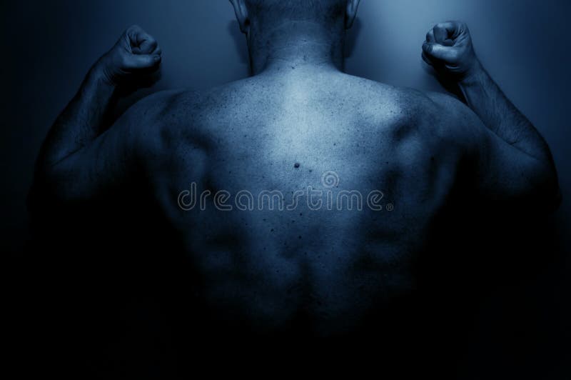 Muscular Strong Man with Hero, Athletic Body Shape Expressing His Power ...