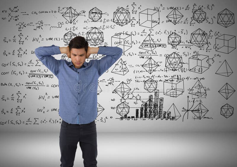 Frustrated Man With Math Background Stock Photo - Image of creative ...
