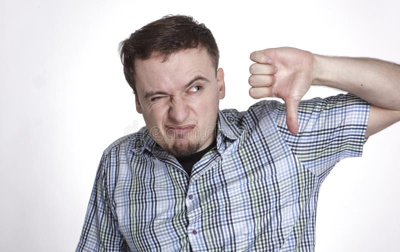 Frustrated Man Showing Thumbs Down Stock Image - Image of beard, brunet ...