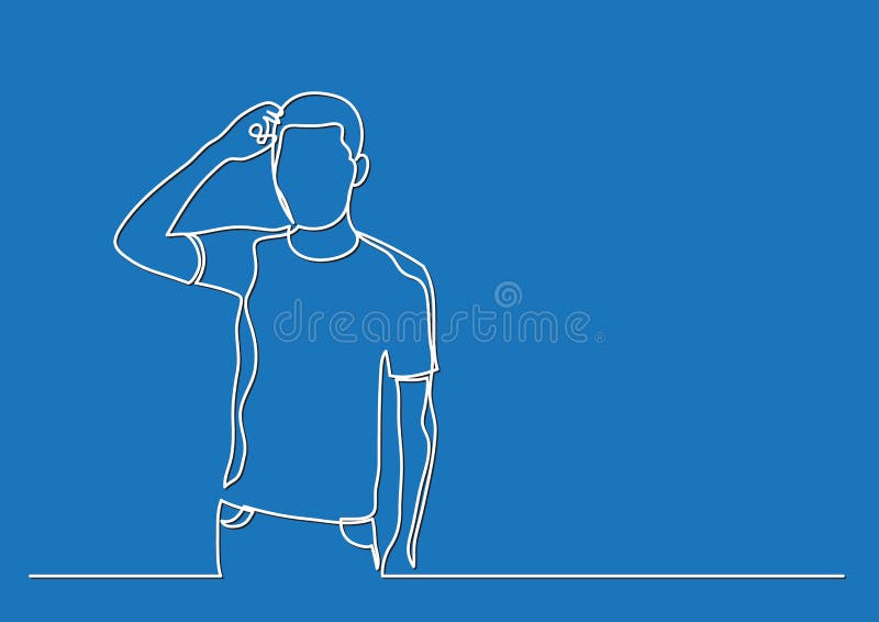 Frustrated Man - Single Line Drawing Stock Vector - Illustration of ...