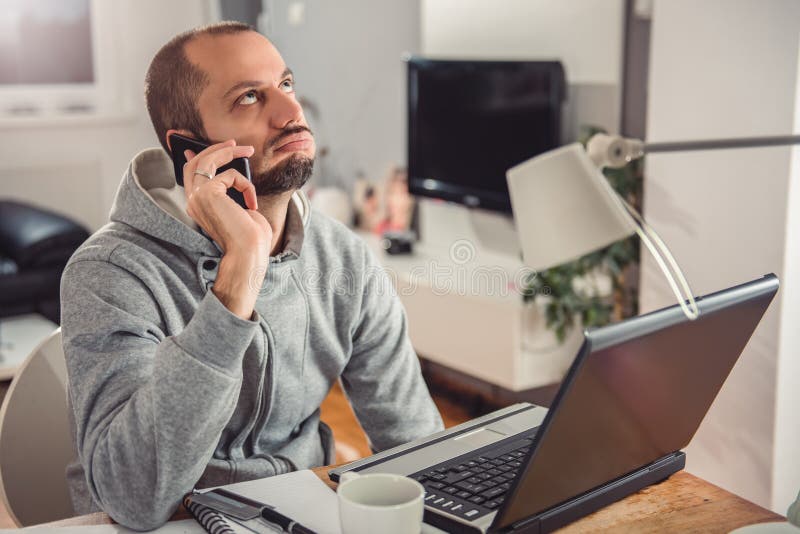 Frustrated Man Talking on Smart Phone Stock Image - Image of distraught ...