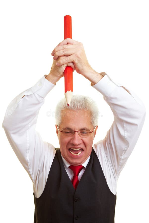 Frustrated Manager with Red Pencil Stock Photo - Image of manager ...