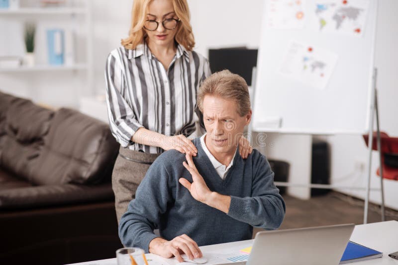 Frustrated Mature Man Expressing Indignation in the Office Stock Photo ...