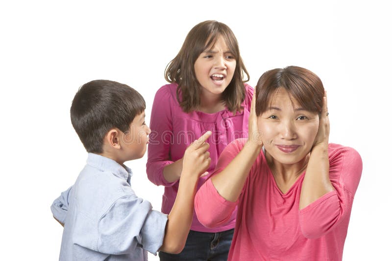 Frustrated from Nagging Kids. Stock Image - Image of parenting, adult ...