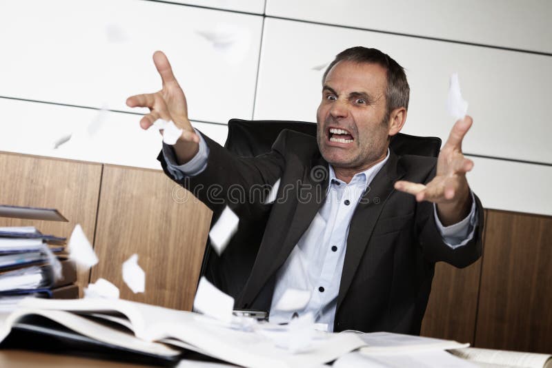 Frustrated Office Manager Tearing Document. Stock Photo - Image of ...