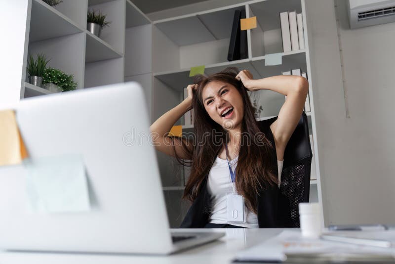 Frustrated Office Worker Struggling with Stress and Overwork in a ...