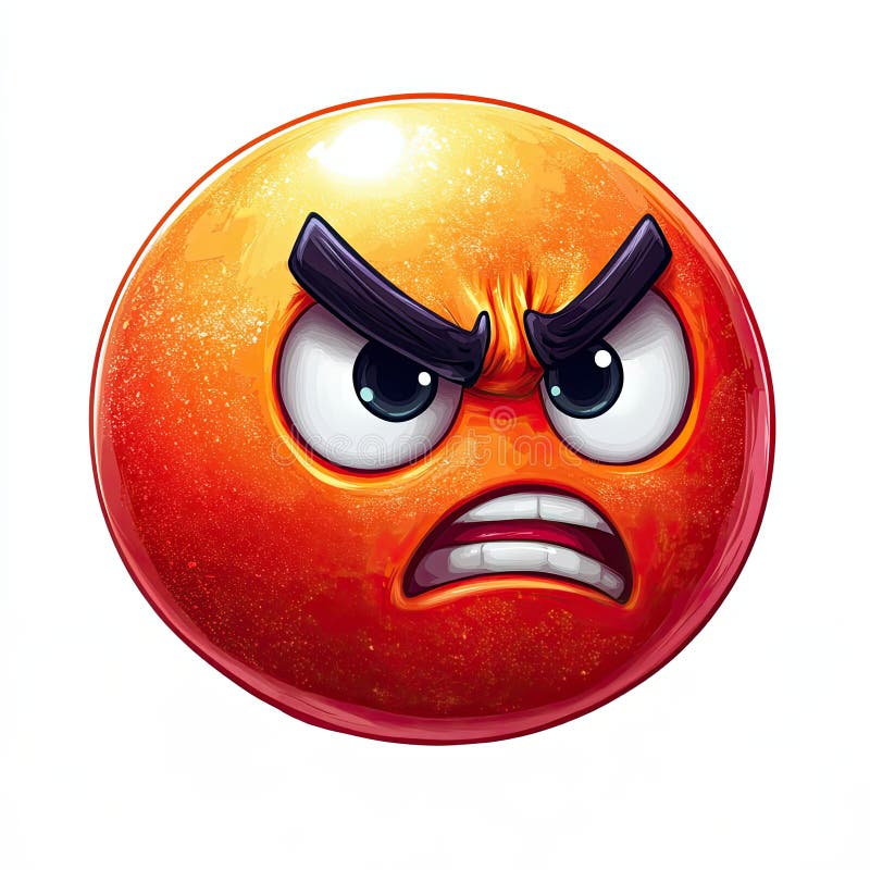 Frustrated Orange Emoji with Angry Expression and Furrowed Brows Stock ...
