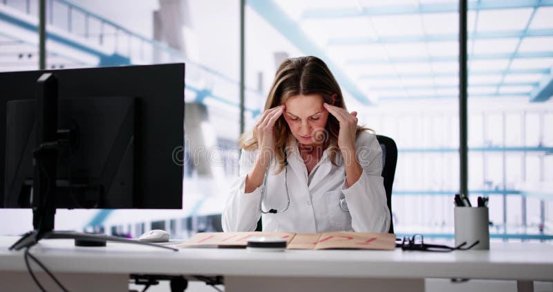 Frustrated Overworked Doctor in Hospital Looking Stock Photo - Image of ...