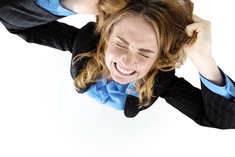 Frustrated Pretty Brunette Tearing Her Hair Out Stock Image Image Of Emotional Shock 62675423