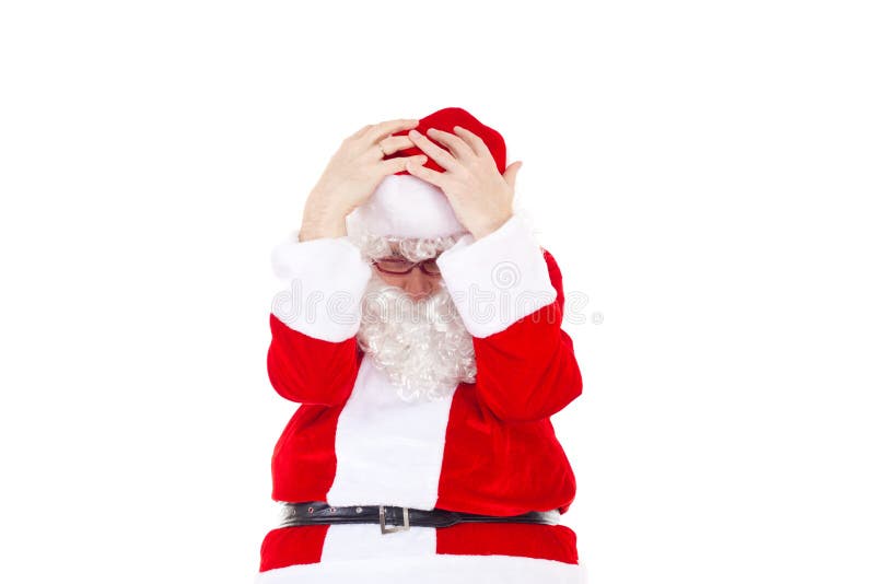 Frustrated Santa Claus Due To Lot of Work Stock Image - Image of coal ...