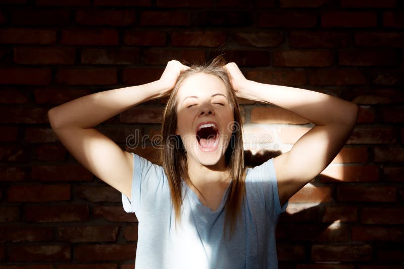 Screaming woman stock image. Image of shout, emotion - 133637583