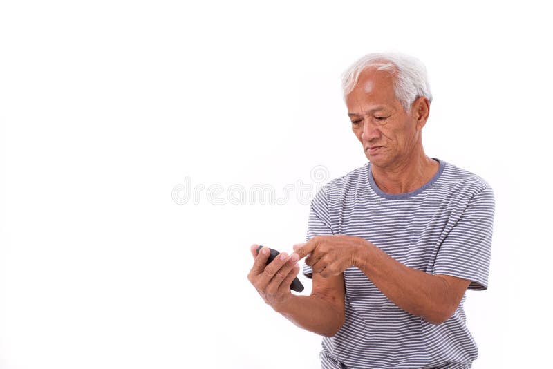 Frustrated Senior Old Man Having Problems Using Smart Phone Stock Image ...